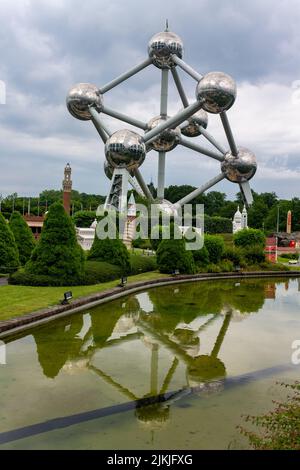 A modern structure in the shape of an atom in Brussels, Belgium, Europe ...