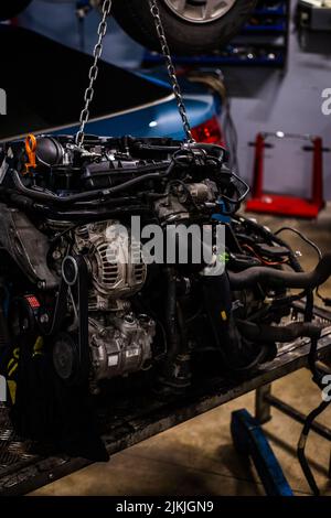 Car engine dismantling, car engine repair Stock Photo - Alamy