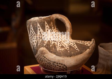 Mancos black-on-white Anasazi fancy clay pottery water pitcher with ...
