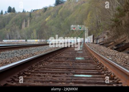 Railroad tracks along the Pacific Coast in California showing the ...