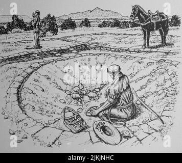 An early drawing of North American dwellings - A sketch of the native ...
