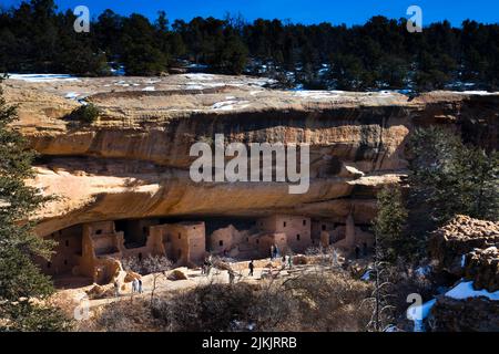 Ancient Anasazi cliff dweller castle structure inside a canyon wall ...