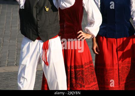 Basque folk dancers in the street Stock Photo - Alamy