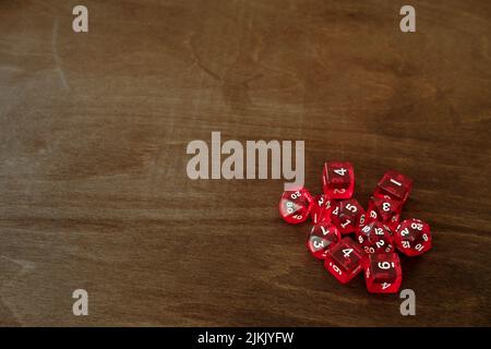 Red dice for roleplay game Stock Photo - Alamy