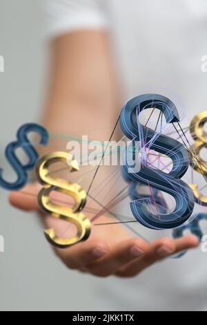 Person presenting the virtual projection of paragraph signs Stock Photo ...