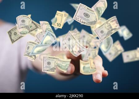 Person's hand reaching to 3D rendered speech bubble icons Stock Photo ...