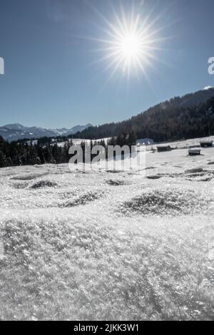 A photo of snow in Laax, a municipality in the Surselva Region ...