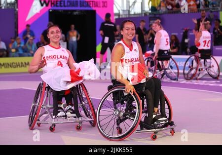 England's Charlotte Moore (right) and Joy Haizelden celebrate winning ...