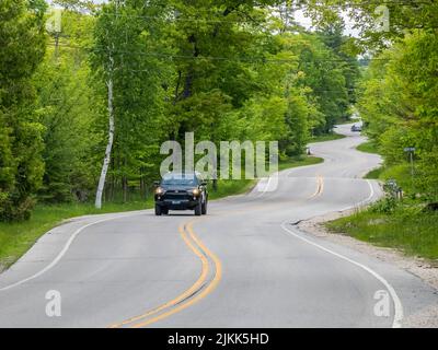 Cars on curving Route 42 in Door County Wisconsin USA Stock Photo - Alamy