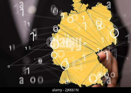 A 3D illustration of the German map and the binary code Stock Photo - Alamy