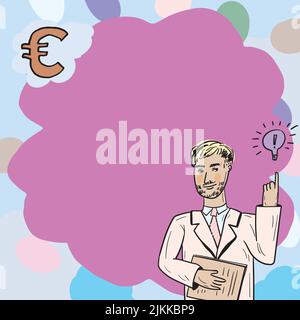 Businessman Thinking Important Informations With Euro Sign And ...