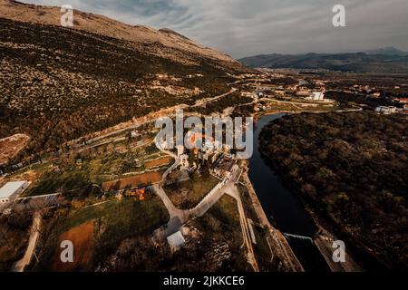 The top view of Tvrdos Monastery in Trebinje Bosnia and Herzegovina ...