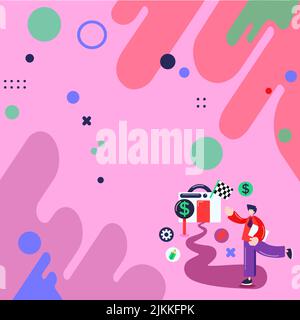 Businessman Holding Document, Going On Success Path. Happy Employee ...