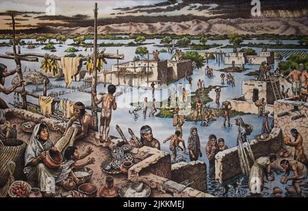 An early drawing of North American dwellings - A sketch of the native ...