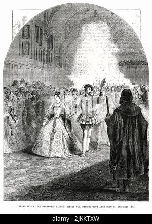 Henry VIII dancing with Anne Boleyn at a ball in the old Greenwich ...