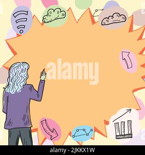 Businesswoman Presenting Important Informations In Box With Text. Woman ...