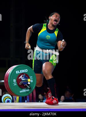 Australia's Eileen Cikamatana during the Women's 87kg Weightlifting ...