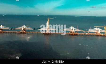 A beautiful aerial shot of Cape Lambert, a port facility in Australia ...
