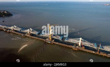 A beautiful aerial shot of Cape Lambert, a port facility in Australia ...