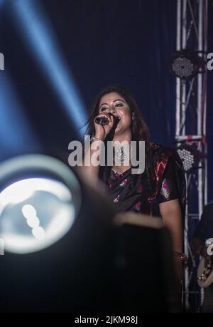 A vertical shot of the Singer Priyanka Bharali concert in Guwahati ...