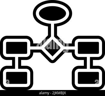 Abstract flowchart diagram. Black outline structure. Hierarchical ...