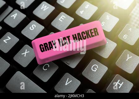 Handwriting text Gray Hat Hacker. Word Written on Computer security ...