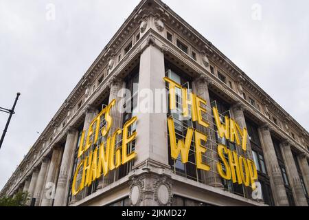 Let's Change the Way We Shop sign outside the Selfiedges store in ...