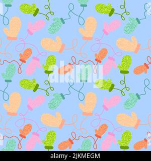 Winter warm kids gloves seamless Christmas weather pattern for wrapping ...