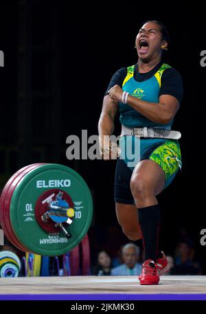 Australia's Eileen Cikamatana reacts during the Women's 87kg ...