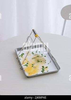 Closeup shot of an omelette in the white plate Stock Photo - Alamy