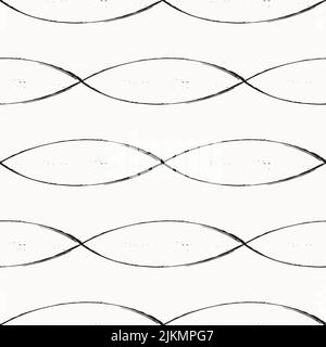 Abstract wave line and loops seamless pattern. Swirl wavy flower ...