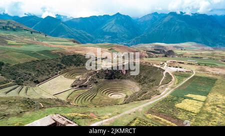 An aerial view of Moray, an archaeological site in Peru Stock Photo - Alamy
