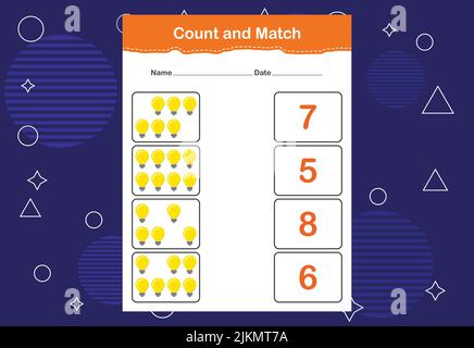Count and Match worksheet for kids. Count and match with the correct ...