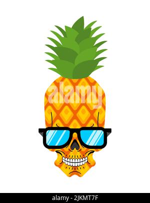 Vector skull pineapple. Exotic tropical fruit. Sketch,print. Pop art ...