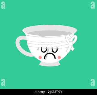 Broken cup cartoon. cracked mug with a sad face.. Vector illustration ...