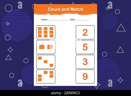 Count and match with the correct number. Matching education game. Count ...