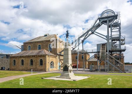 Mine shafts at entrance to Woodhorn Museum, QE Country Park, Ashington ...