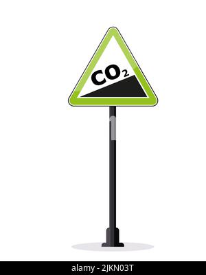 CO2 yellow triangular warning sign, carbon dioxide warning sign, vector ...