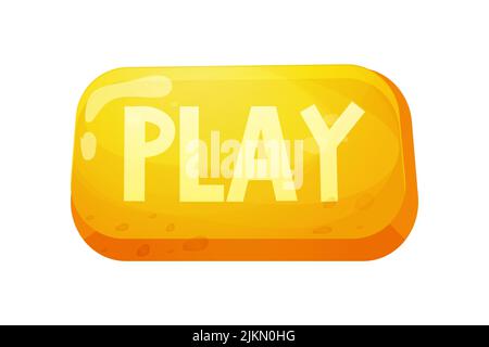 Play or start button in funny cartoon style isolated on white ...