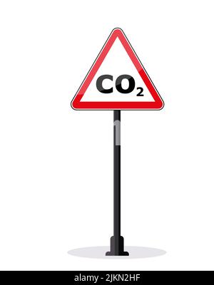CO2 yellow triangular warning sign, carbon dioxide warning sign, vector ...