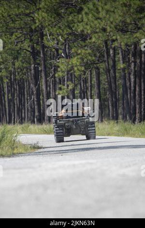 A U.S. Marine Corps expeditionary modular autonomous vehicle operated ...