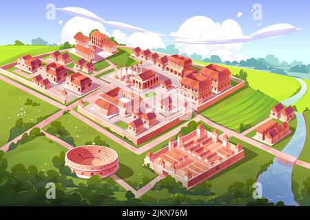 Ancient Rome city, isometric cartoon seasons cityscape Capitol ...