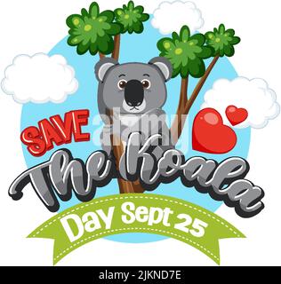 Save the koala day banner design illustration Stock Vector Image & Art ...