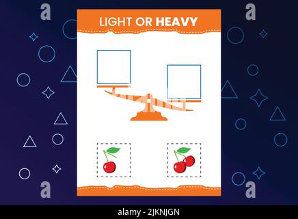 Light or heavy educational worksheet with scales. Heavier and lighter ...