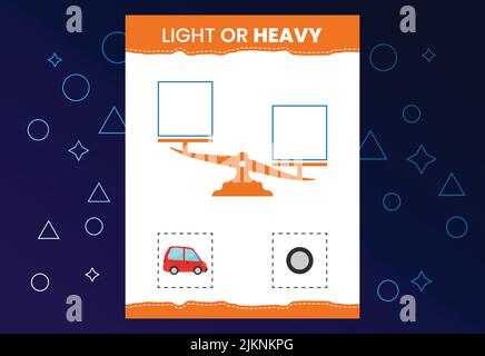 Light or heavy educational worksheet with scales. Heavier and lighter ...