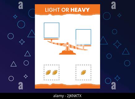Light or heavy educational worksheet with scales. Heavier and lighter ...