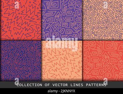 Collection of swatches memphis lines patterns Stock Vector Image & Art ...