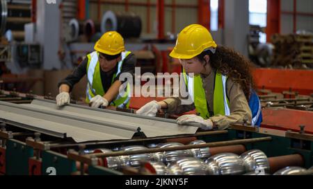 Asia Heavy industry Foreman factorial worker check metal steel roof ...