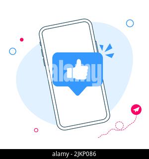 like, thumb, icon, smartphone, phone, hand, up, vector, minimalist ...
