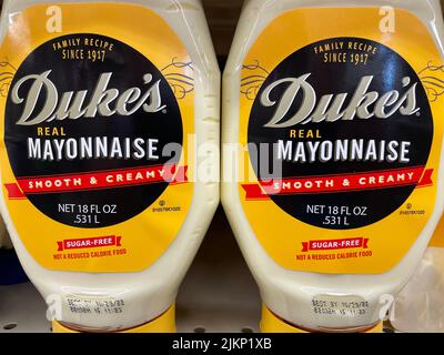 A retail grocery store shelf with Duke's mayonnaise Stock Photo - Alamy